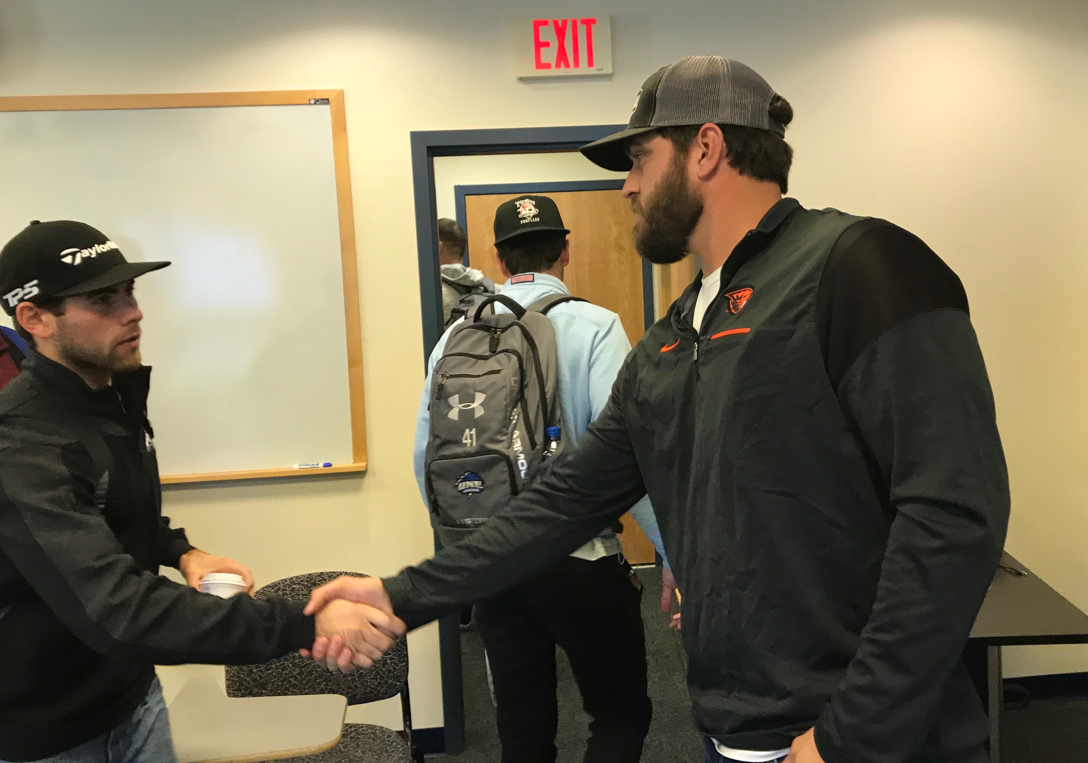 Major league baseball pitcher Josh Osich visits UNE